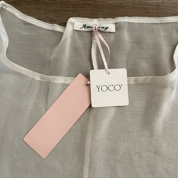 YOCO | Tops | New Yoco Sheer Blouse Ivory | Poshmark